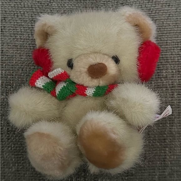 Russ | Toys | Vtg Russ Tuff Teddy Bear Plush 6 Earmuffs Red Green Scarf ...